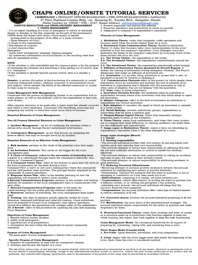 Dispute Resolution and Crisis Management_CHAPS | PDF | Volcano | Crisis Management