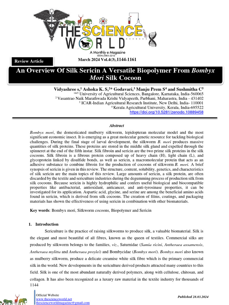An Overview of Silk Sericin A Versatile Biopolymer From Bombyx | PDF | Silk | Inflammation
