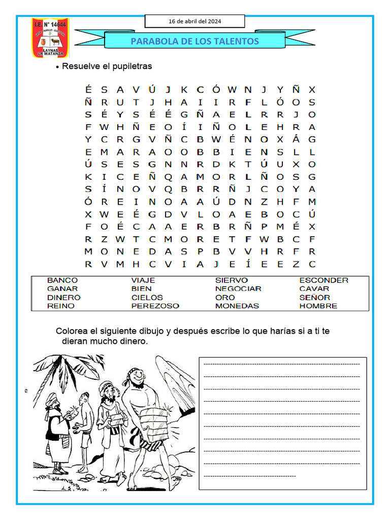 Actividades de la Parábola de los Talentos | PDF | Jesús | Parábolas de ...