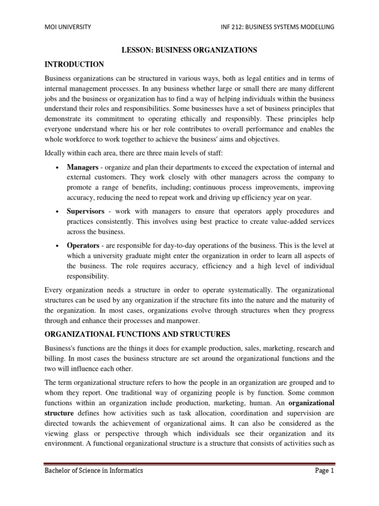 Lesson Organization Structure | PDF | Organizational Structure | Business