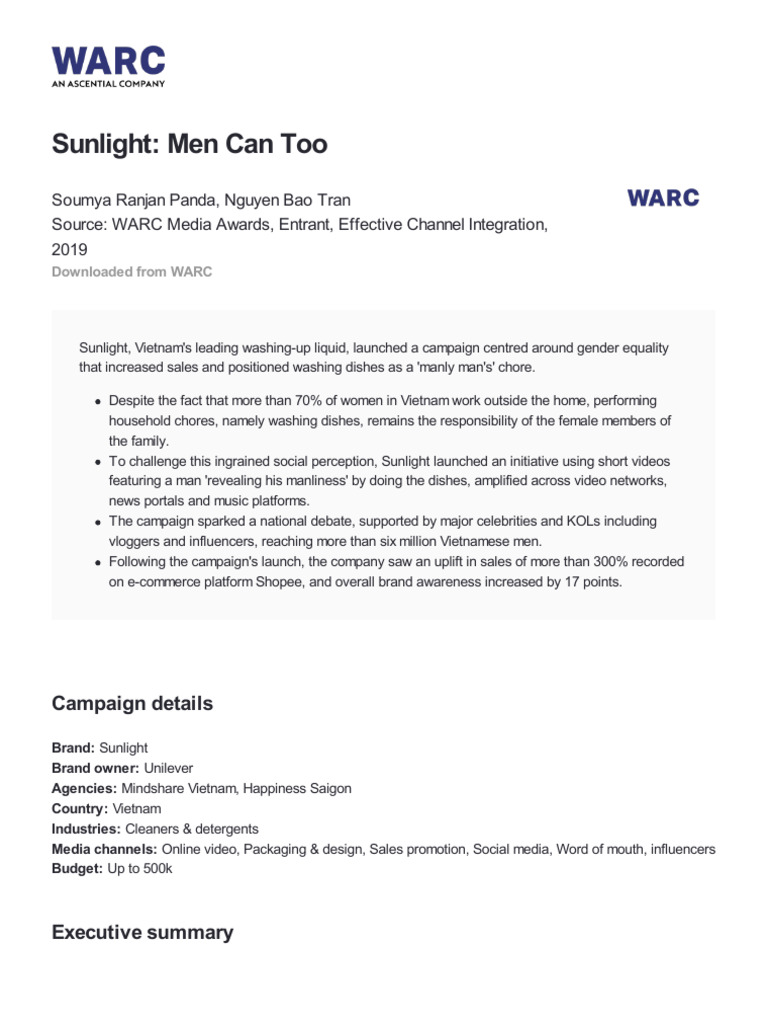 Sunlight Men Can To | PDF | Brand | Masculinity