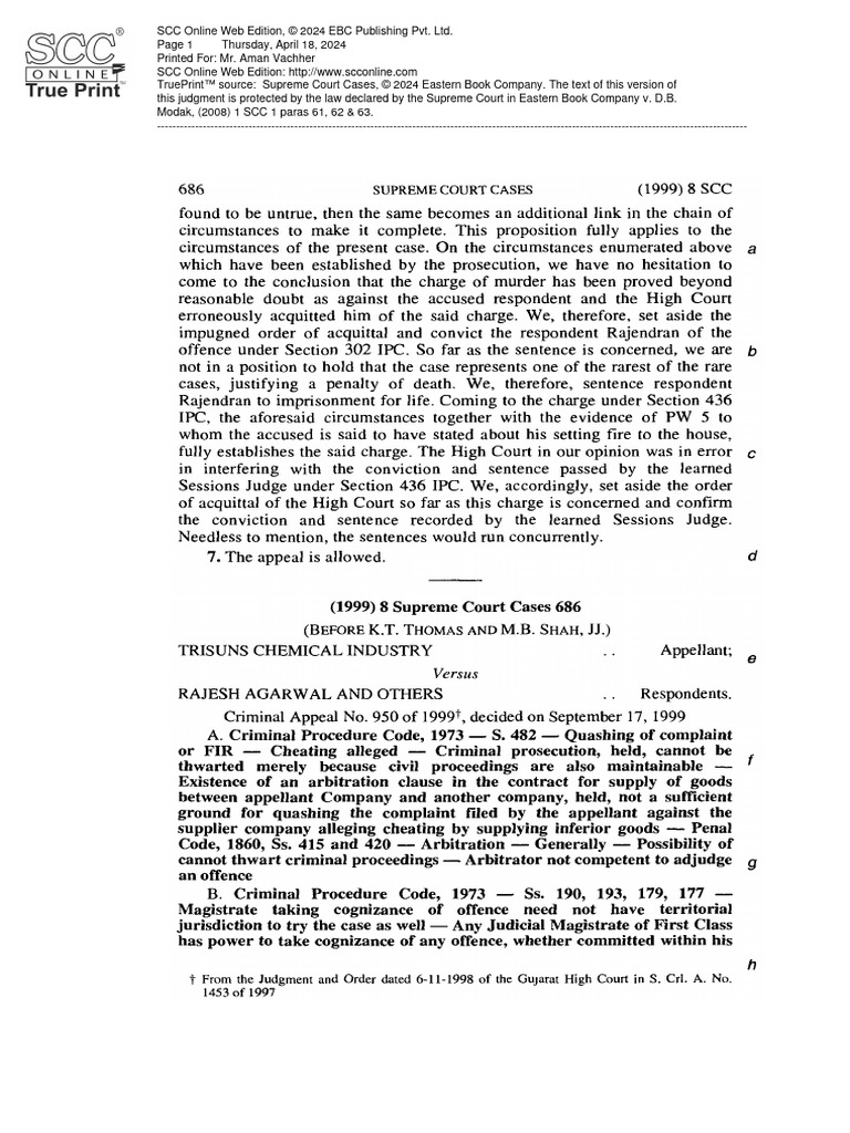 Trisuns Cheminal Industry v. Rajesh Agarwal | PDF | Justice | Crime & Violence