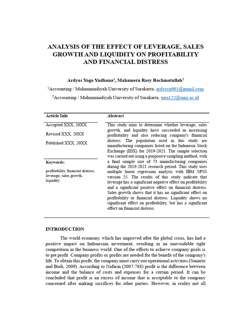 Leverage, Growth, Liquidity Impact on Profitability | PDF | Coefficient ...