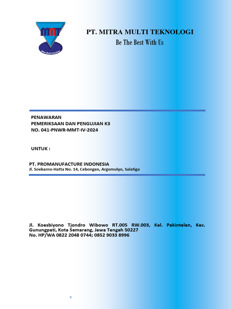 Proposal Penawaran Riksa Uji - PT MMT - 041 | PDF