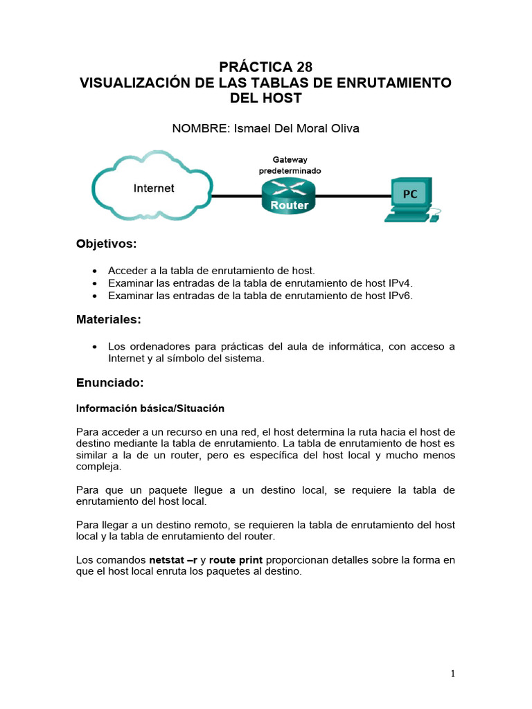 P28 Visualizacion de Las Tablas de Enrutamiento Del Host | PDF | Yo Pv6 | Protocolos de internet