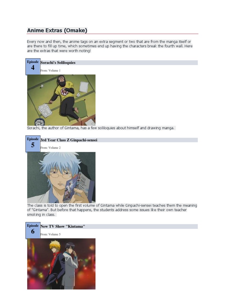 Extra Scens List of Gintama | PDF