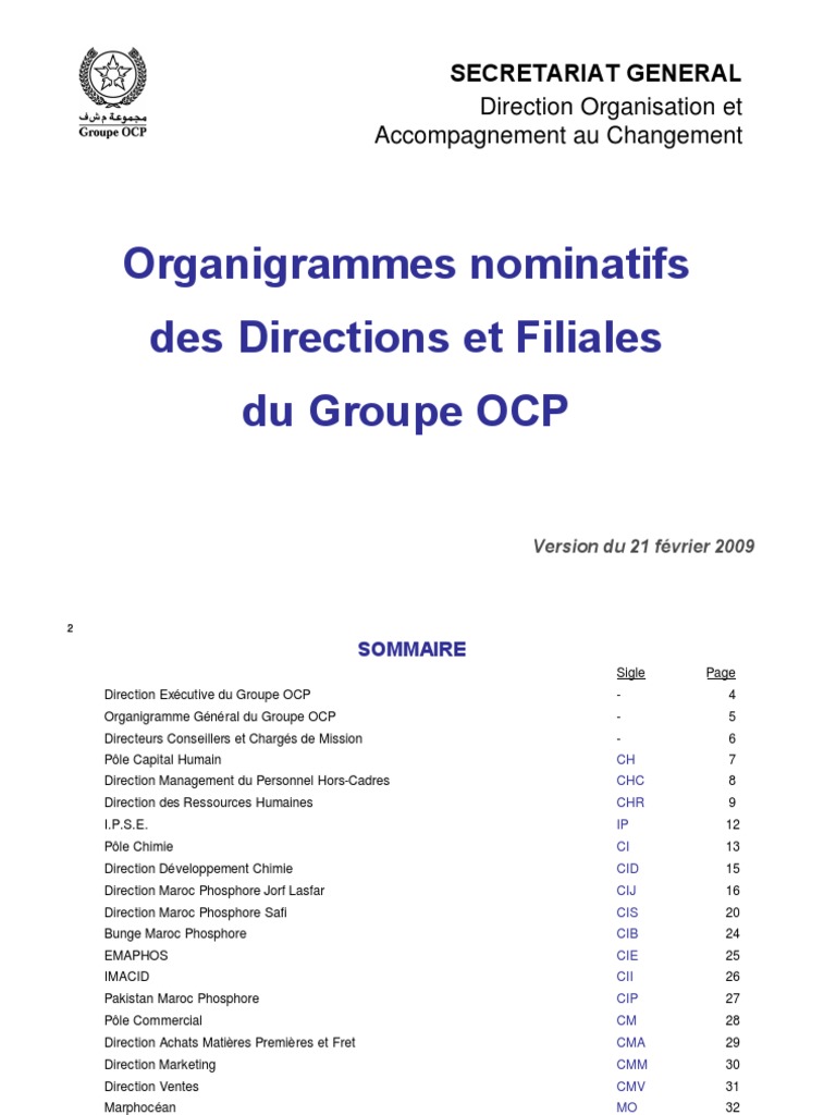 Organigramme Ocp Nouveau | PDF | Maroc | Business
