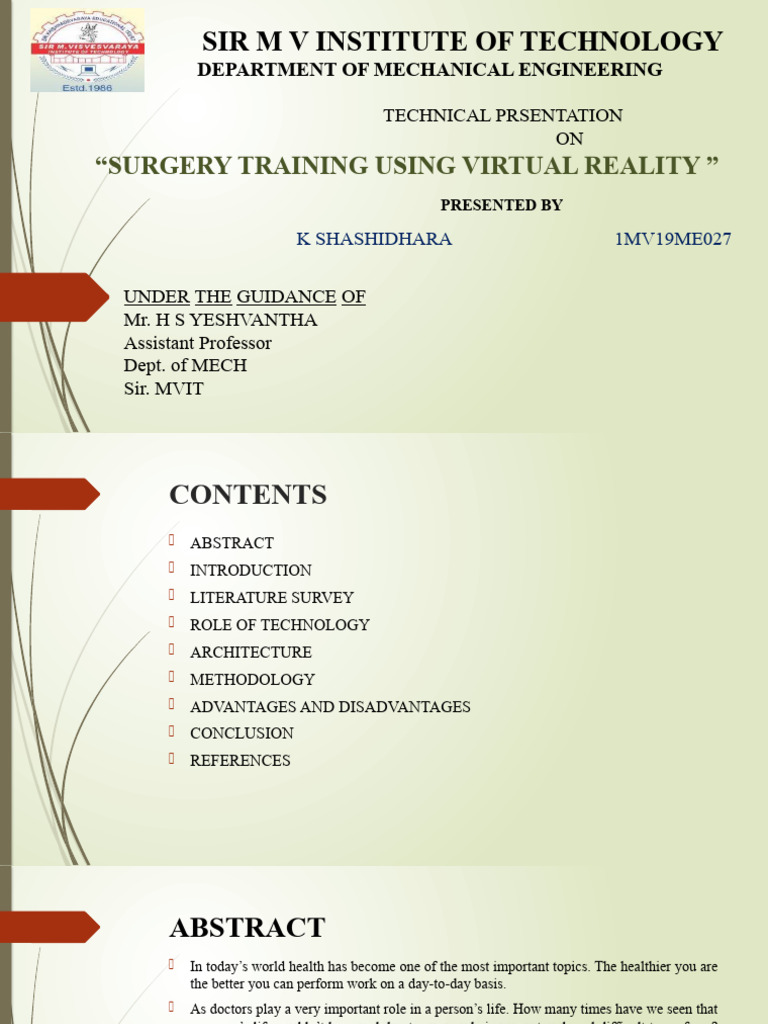 Technical Seminar | PDF | Virtual Reality | Simulation