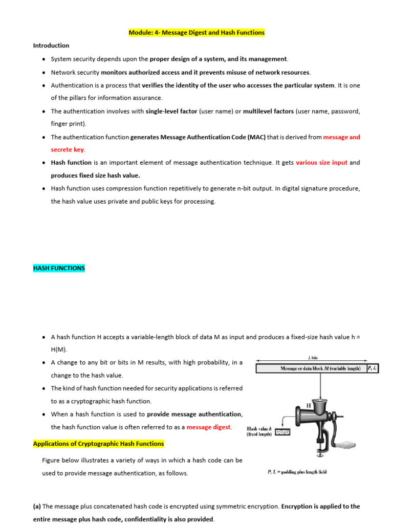 Module-4 - Message Digest and Hash Function | PDF | Cryptography ... Module-4 - Message Digest and Hash Function | PDF | Cryptography ...