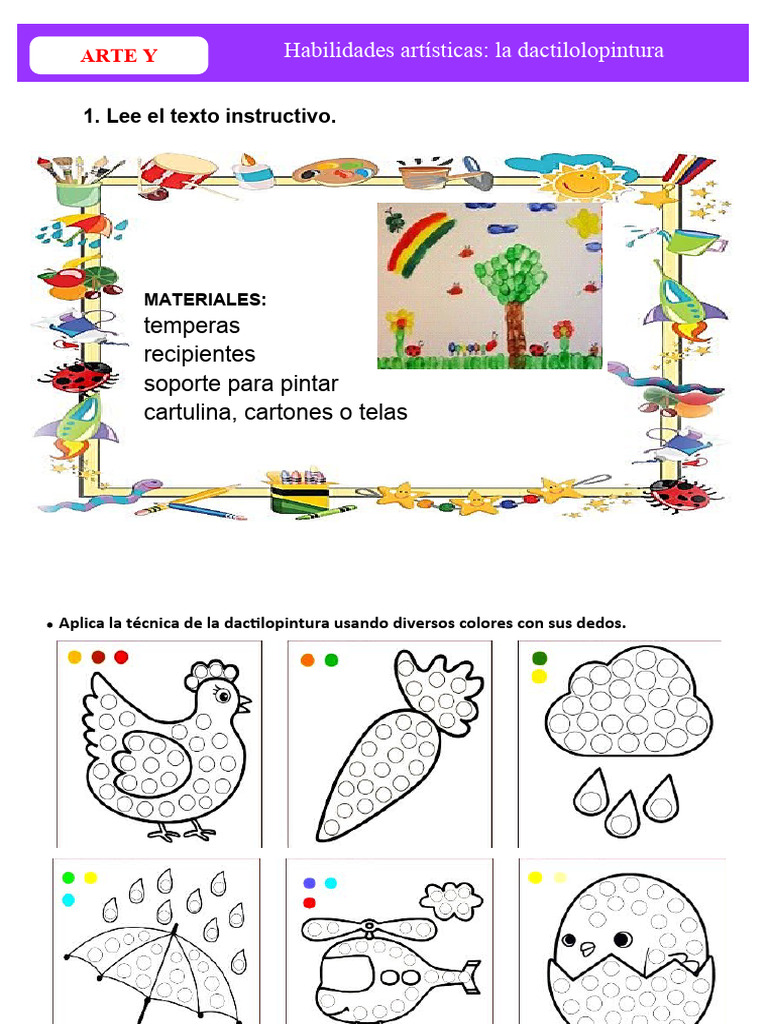 D5 A2 FICHA ARTE Habilidades artísticas la dactilolopintura (1) | PDF