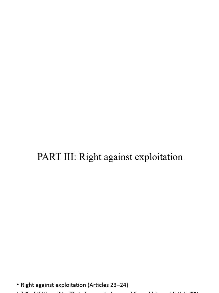 Right Against Exploitation Overview | PDF | Human Trafficking | Freedom ...