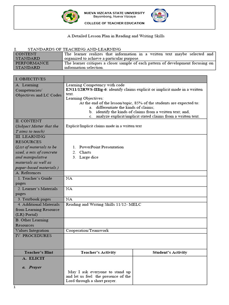 Lesson Plan For Demo | Download Free PDF | Lesson Plan | Learning