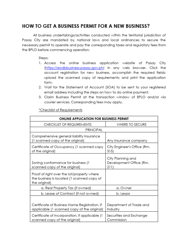 How To Get A Business Permit For A New Business | PDF | Business | Lease
