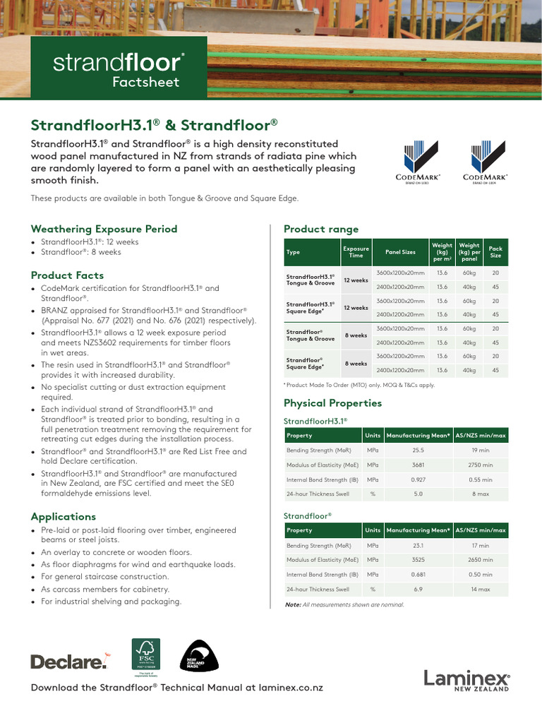 Strandfloor Fact Sheet English | PDF | Building Engineering | Materials