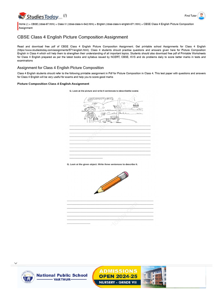 CBSE Class 4 English Picture Composition Assignment | PDF | Multiple ... CBSE Class 4 English Picture Composition Assignment | PDF | Multiple ...