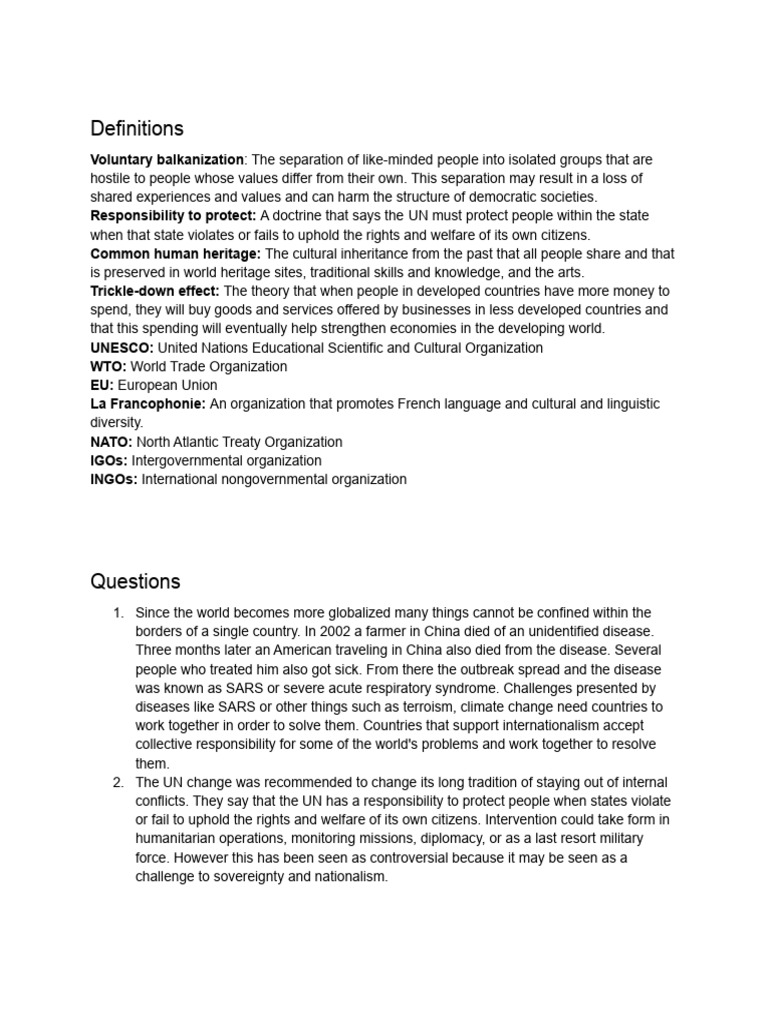 Chapter 11 Questions | PDF | Arctic | World Trade Organization