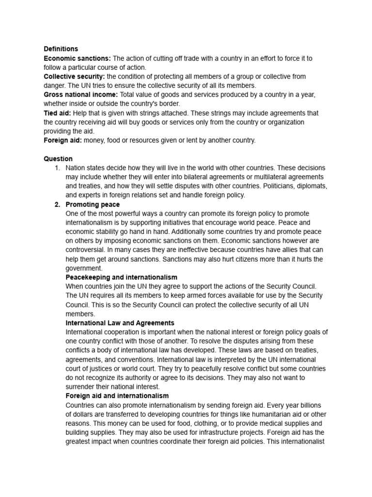 Chapter 10 Questions | PDF | United Nations | International Relations