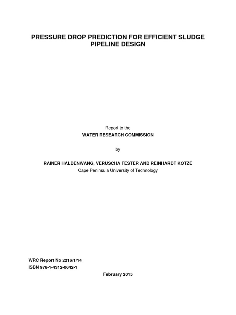 Sludge Pumping Calculation | PDF | Fluid Dynamics | Reynolds Number
