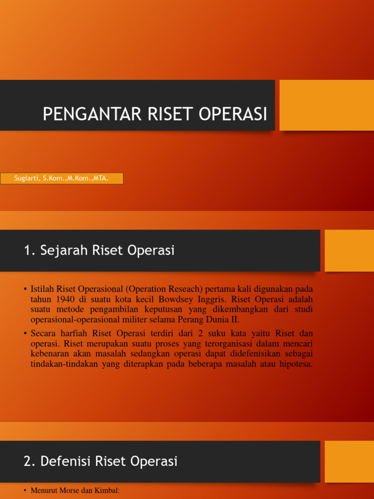 Sejarah dan Definisi Riset Operasi | PDF | Seni | Komputer