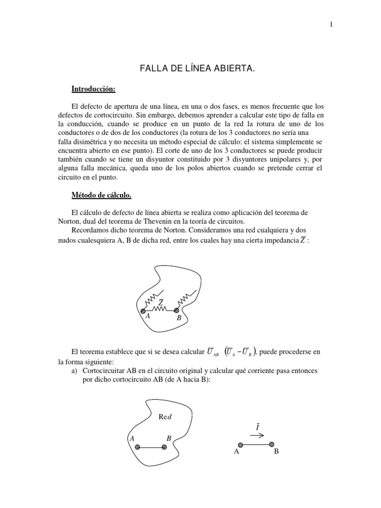 Cálculo de Fallas por Línea Abierta | PDF | Impedancia eléctrica | Red ...