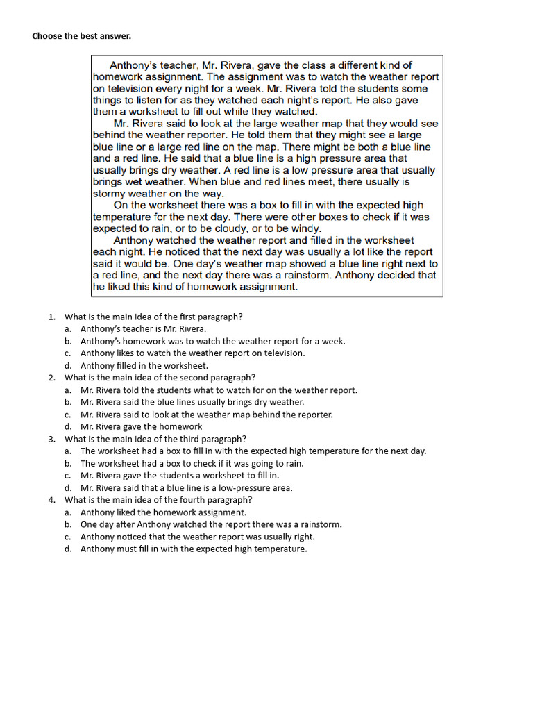 English Reading Comprehension | PDF | Weather | Hypothesis
