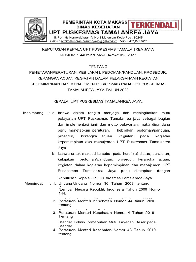 (R1) SK Pedoman, Panduan, Sop, Kerangka Acuan | PDF