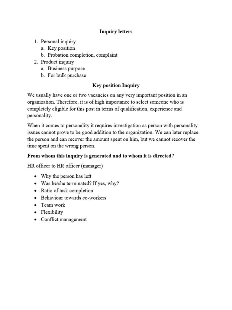 Inquiry Letters | PDF | Business