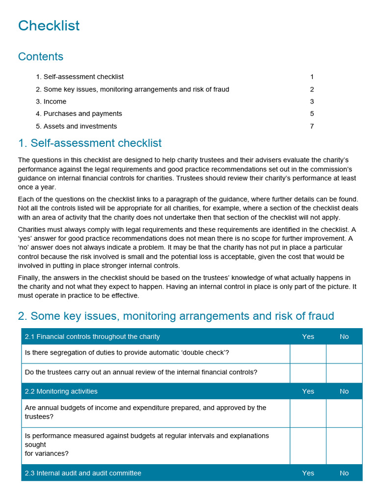 Internal Financial Controls Checklist | Download Free PDF | Internal ...