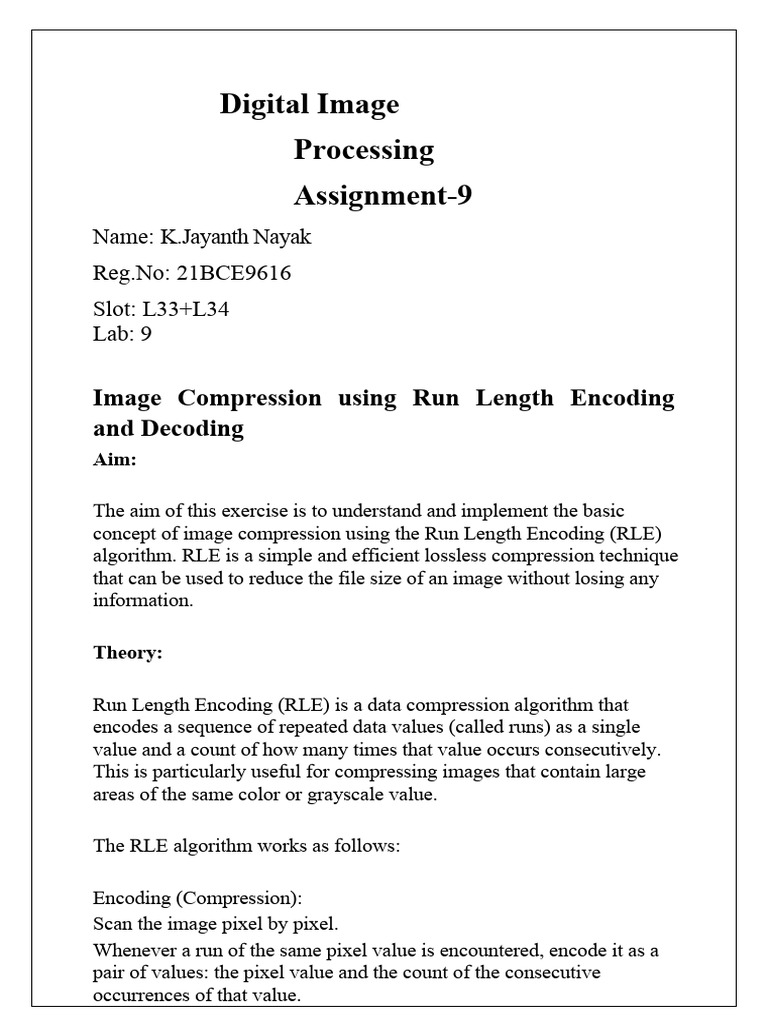 21BCE9902 Assignment-7 DIP | PDF | Data Compression | Signal Processing
