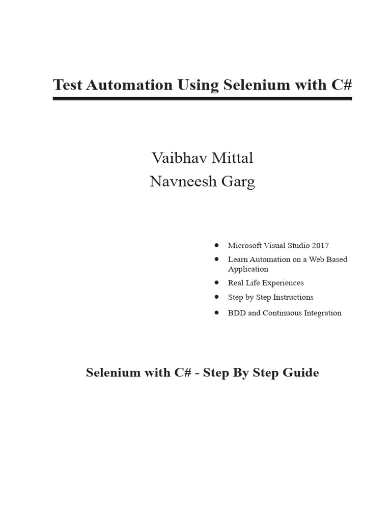 Test Automationusing Seleniumwith Csharp Preview Pdf Selenium Software Test Driven 1526