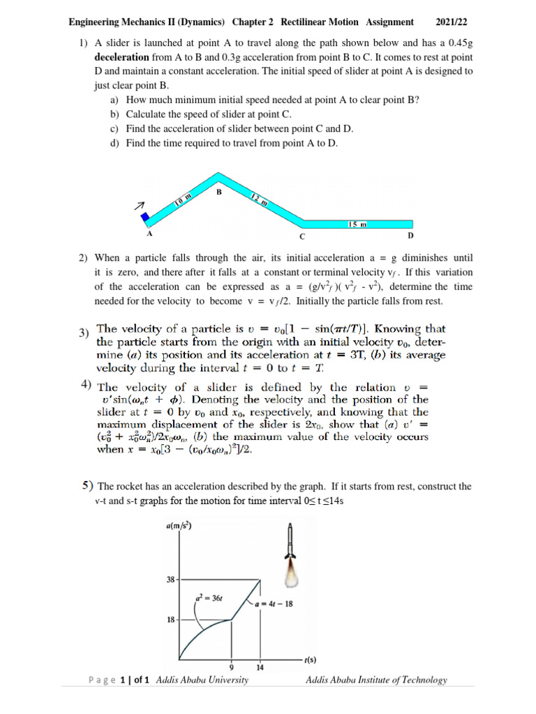 Rectilinear Motion Dynamics Assignment | PDF | Teaching Methods & Materials | Science & Mathematics