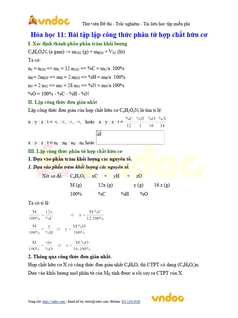 Bai Tap Lap Cong Thuc Phan Tu Hop Chat Huu Co Co Dap An | PDF