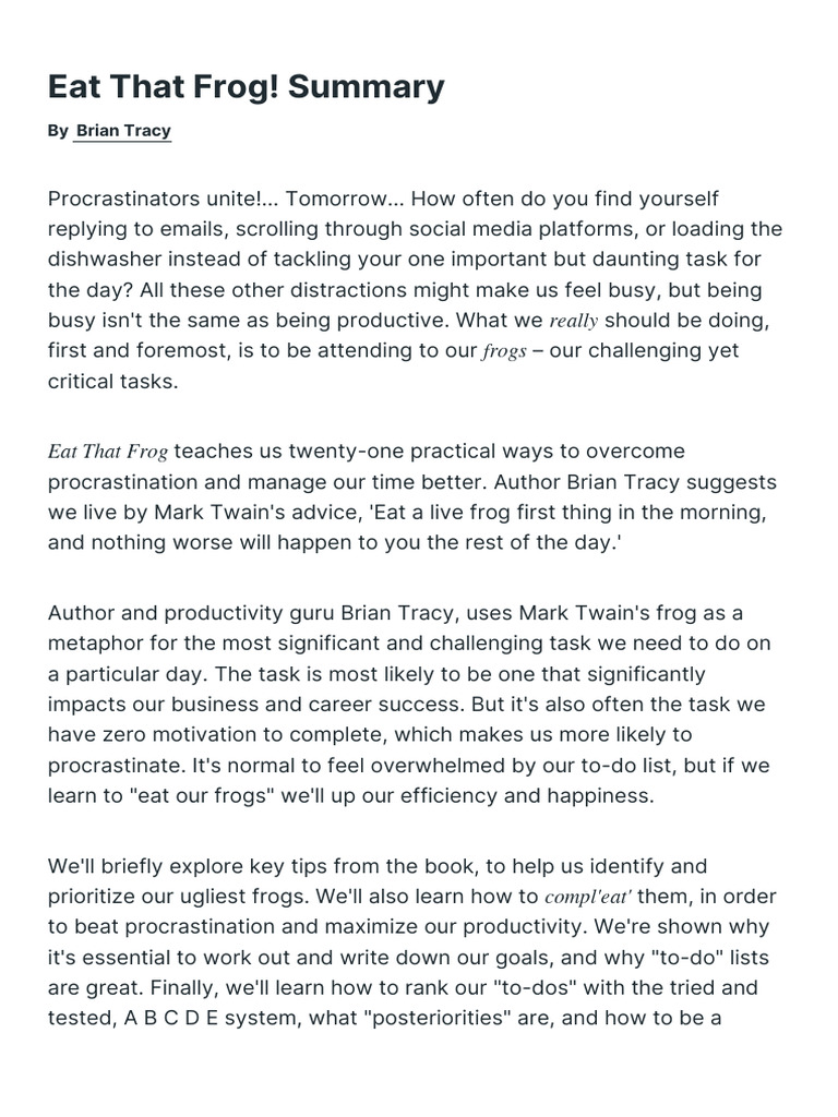 Eat That Frog! | PDF | Disciplines | Procrastination