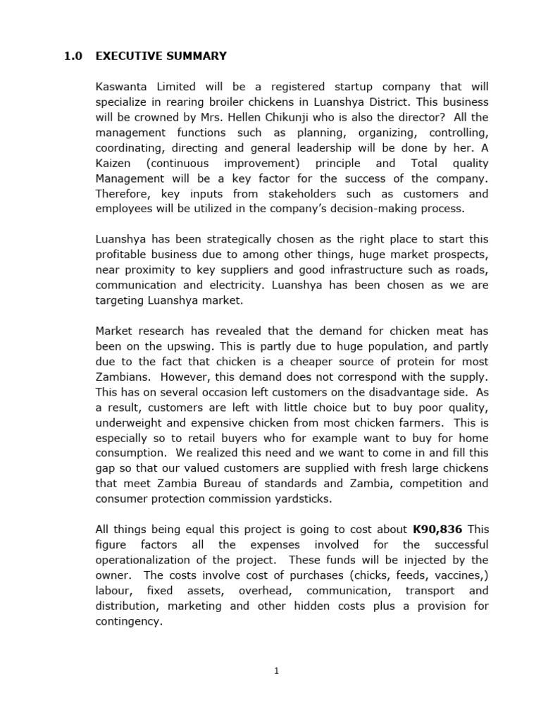 Broiler Chicken Farming Business Plan 2 | PDF | Depreciation | Swot ...