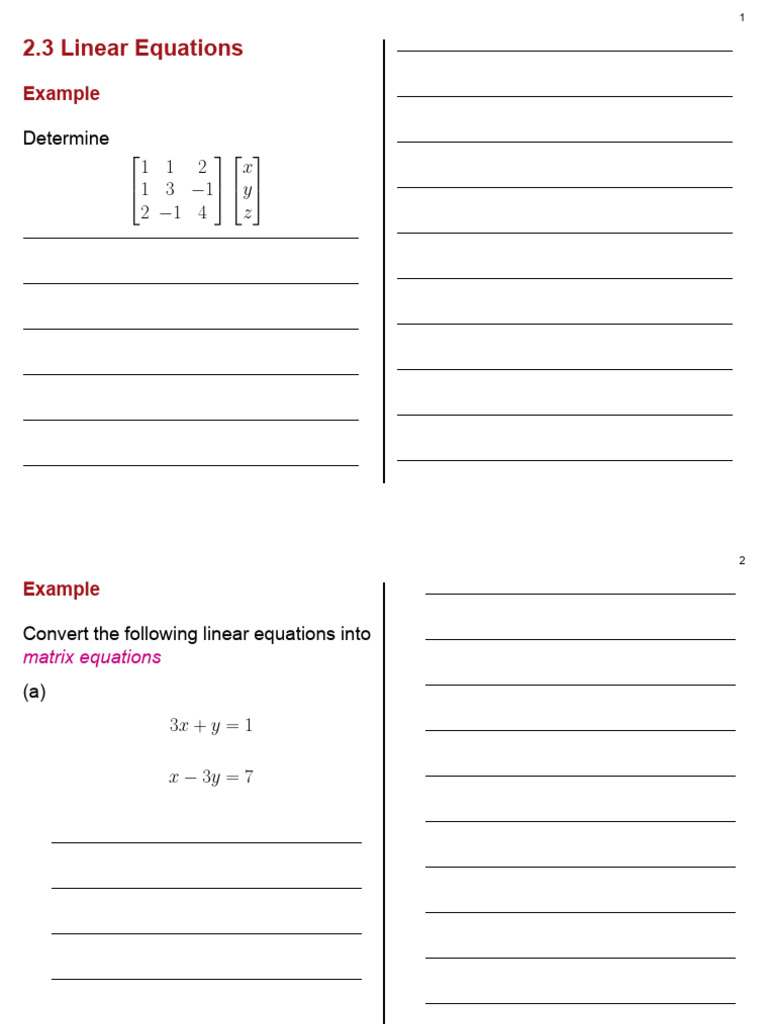 Lecture4 Linear Equations | PDF | System Of Linear Equations | Matrix ...