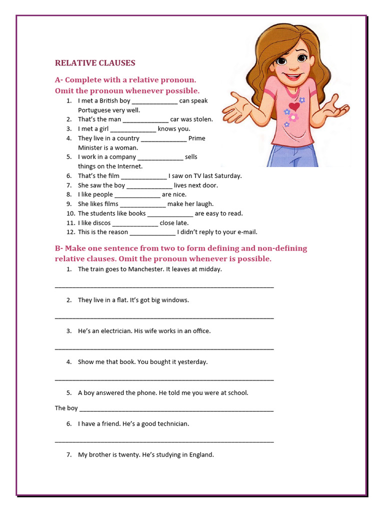 Relative Clauses Exercises | PDF | Syntax