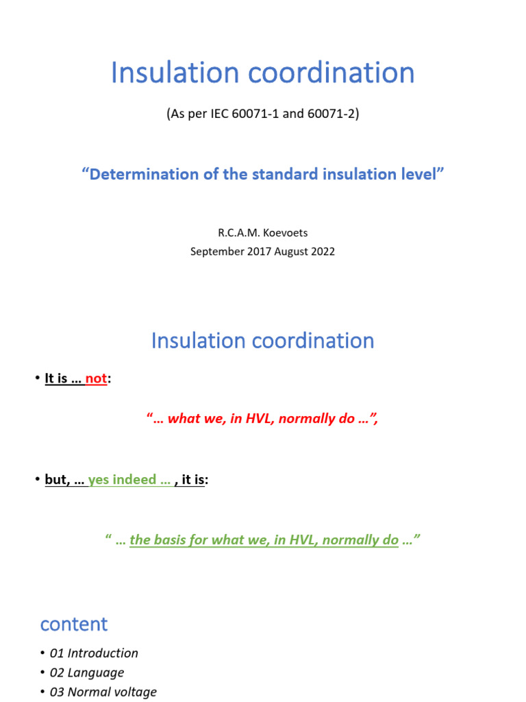 Insulation Coordination_PPT | PDF | Insulator (Electricity) | High Voltage