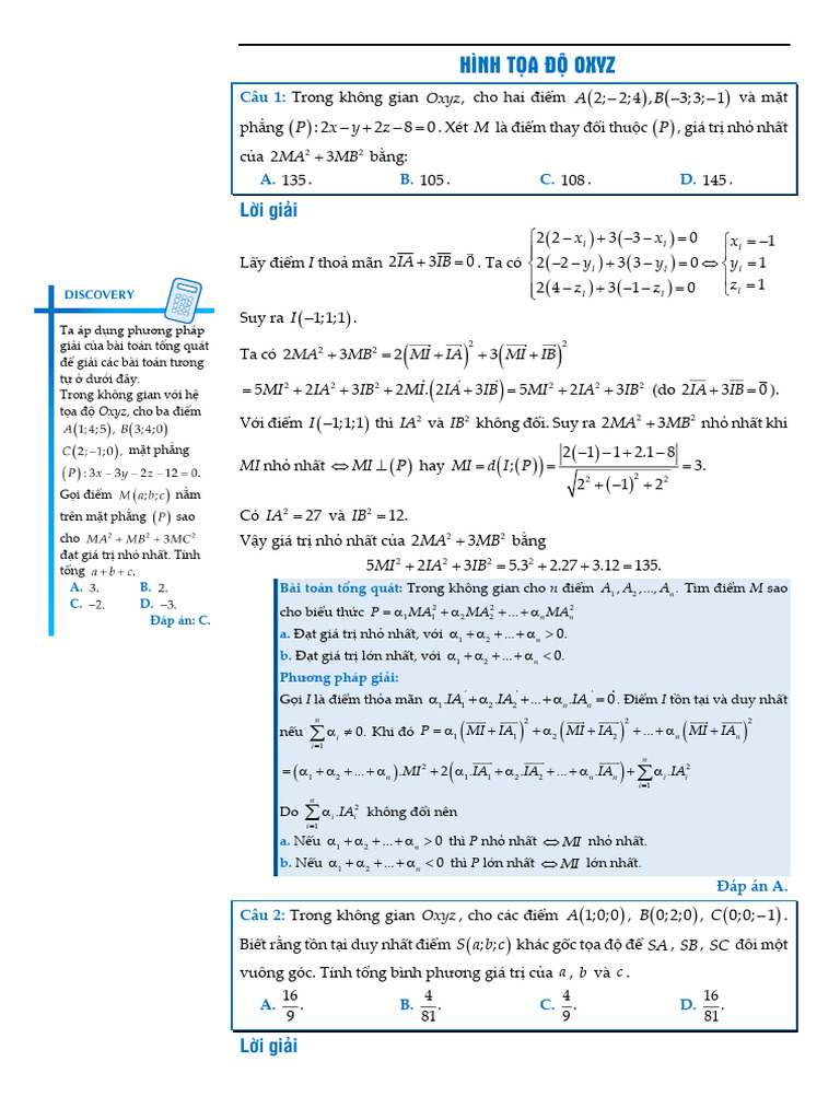 Hình Học Oxyz Vdc | PDF