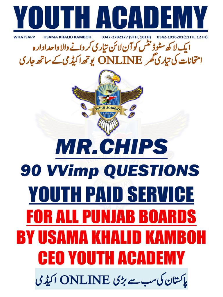 12 ENG MR Chips 90 Questions Notes by Youth Academy | Download Free PDF ...