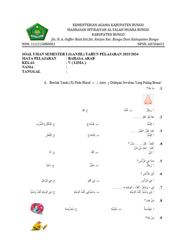 Soal BHS Arab KLS 5 | PDF