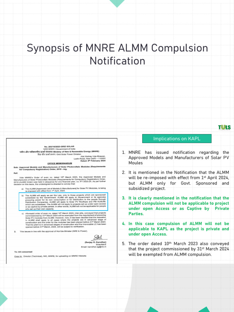 Synopsis of ALMM List Notification | PDF