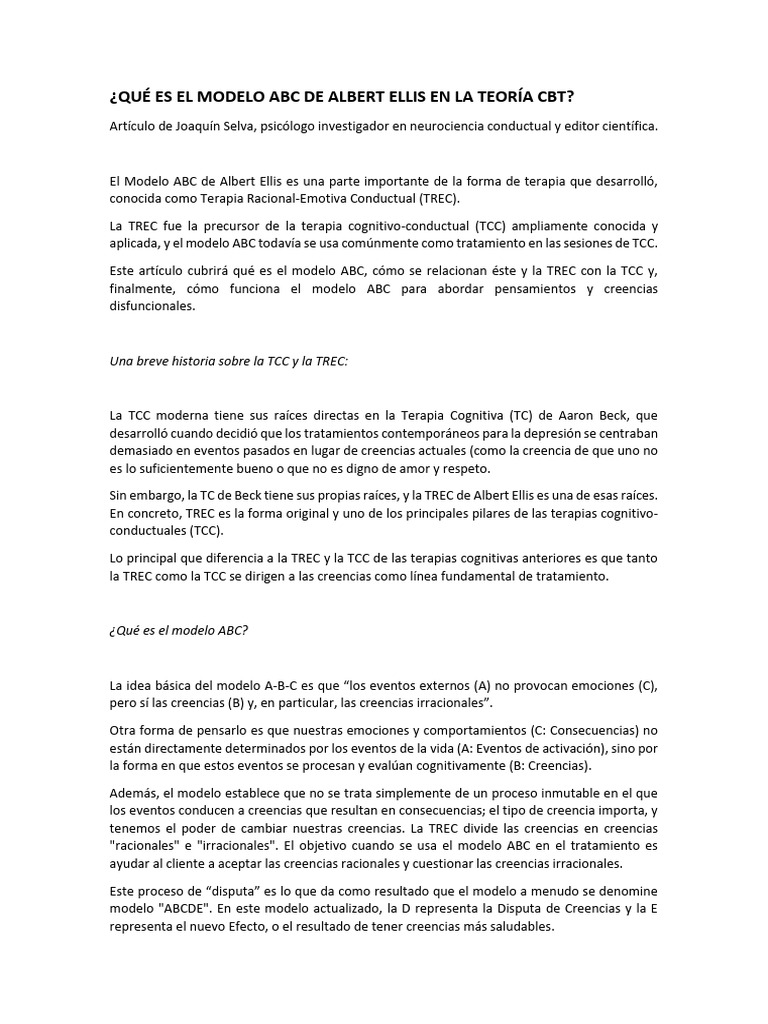 3.1 Qué Es El Modelo ABC de Albert Ellis | PDF | Terapia racional de ... 3.1 Qué Es El Modelo ABC de Albert Ellis | PDF | Terapia racional de ...