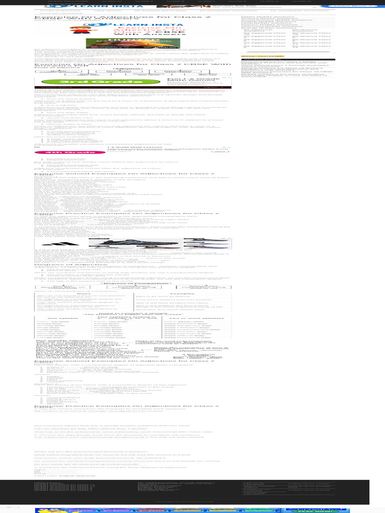 Exercise On Adjectives For Class 7 CBSE With Answers | PDF | Adjective ...