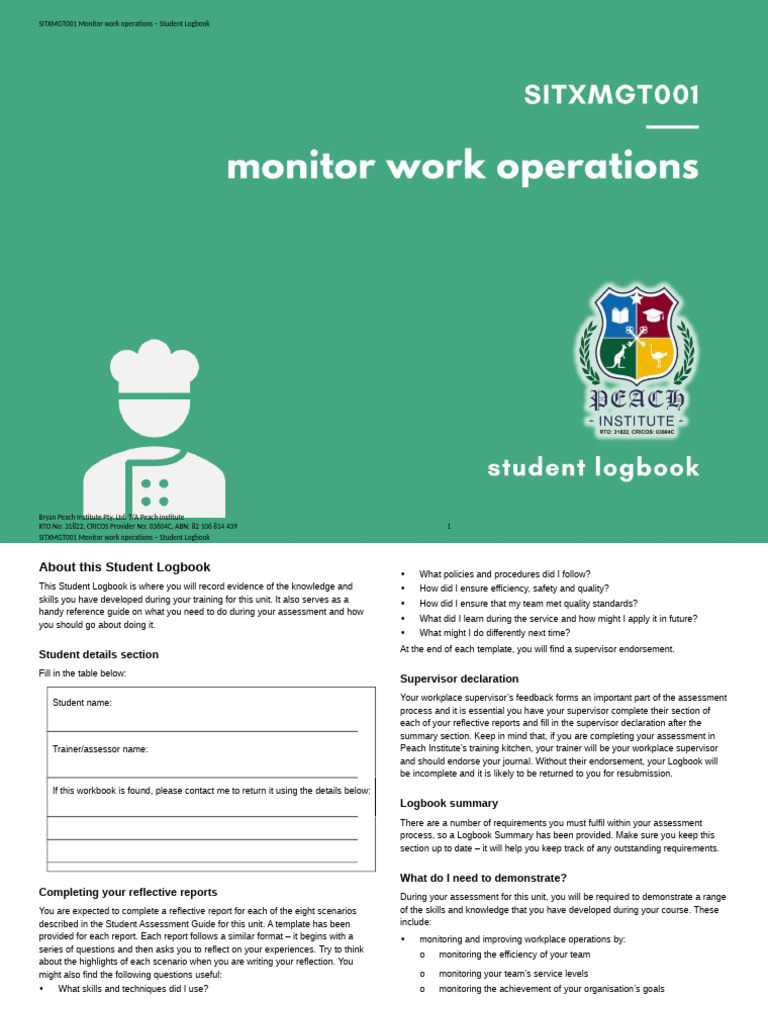 Student Logbook for Work Operations | PDF | Goal | Policy