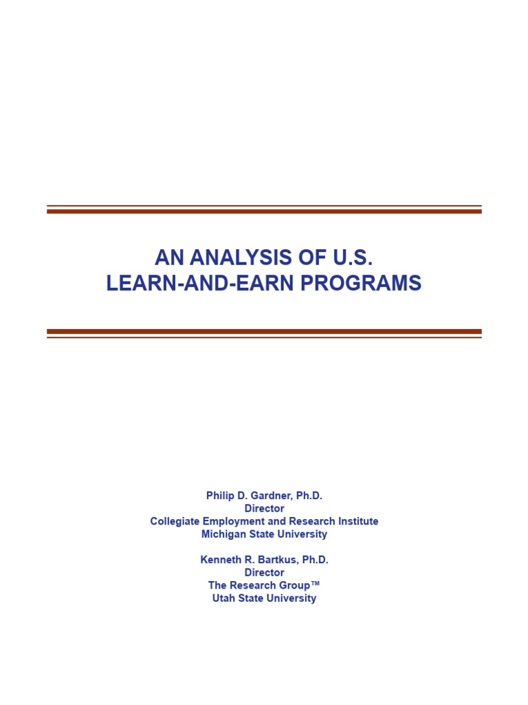 An Analysis of U.S. Learn and Earn Programs | PDF | Recruitment ...