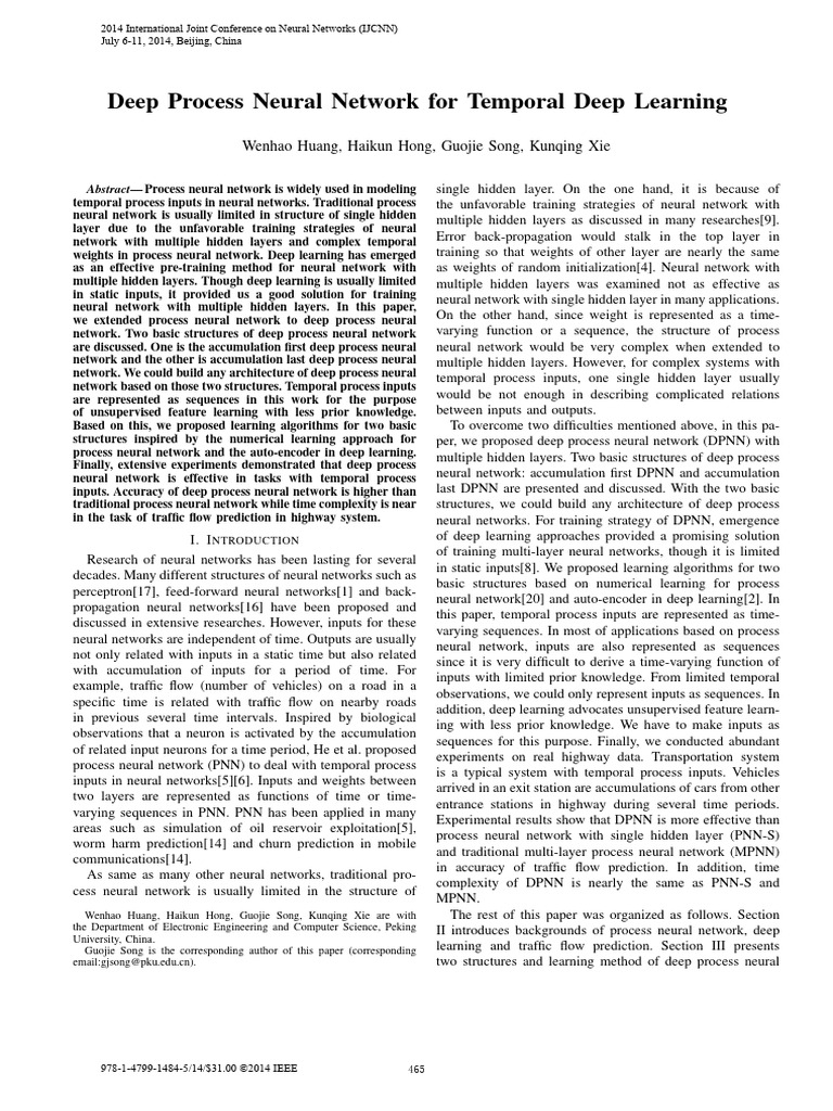 Deep Process Neural Network For Temporal Deep Learning - 2014 | PDF | Artificial Neural Network ...