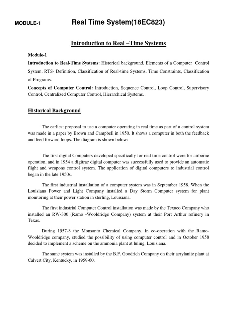 Rts Module1 Notes Download Free Pdf Real Time Computing Control Theory