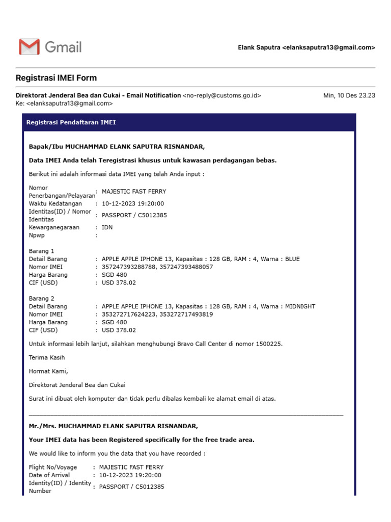 Registrasi IMEI Form | PDF | Bisnis