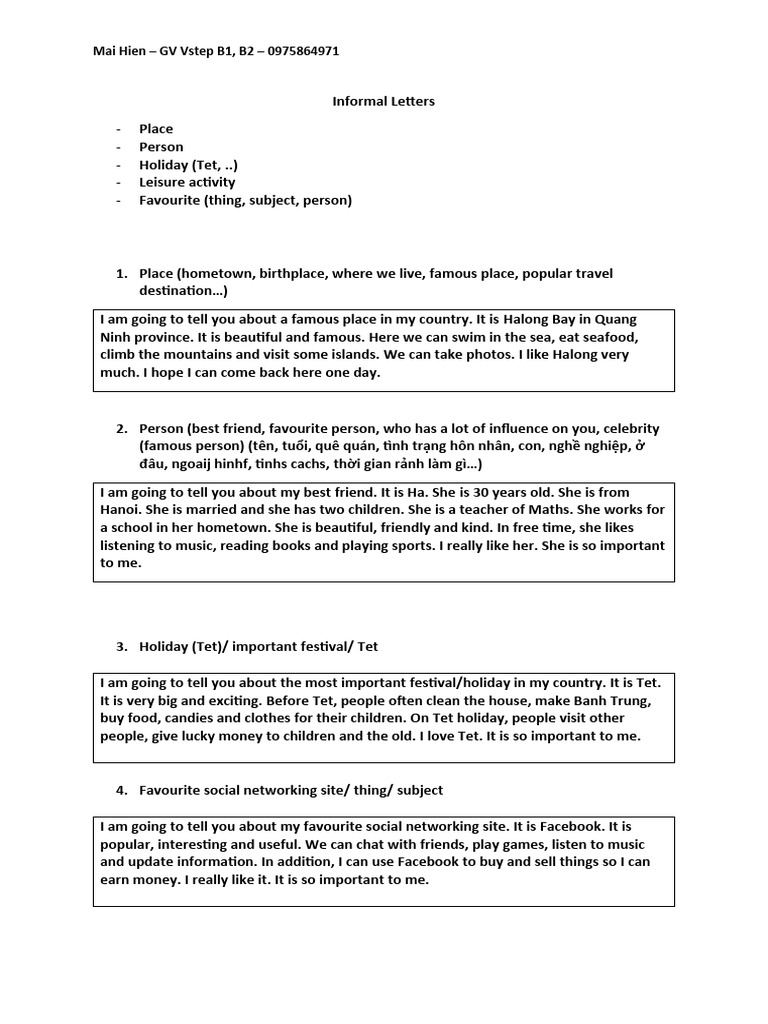 Informal Letter Writing Topics | PDF | Wellness