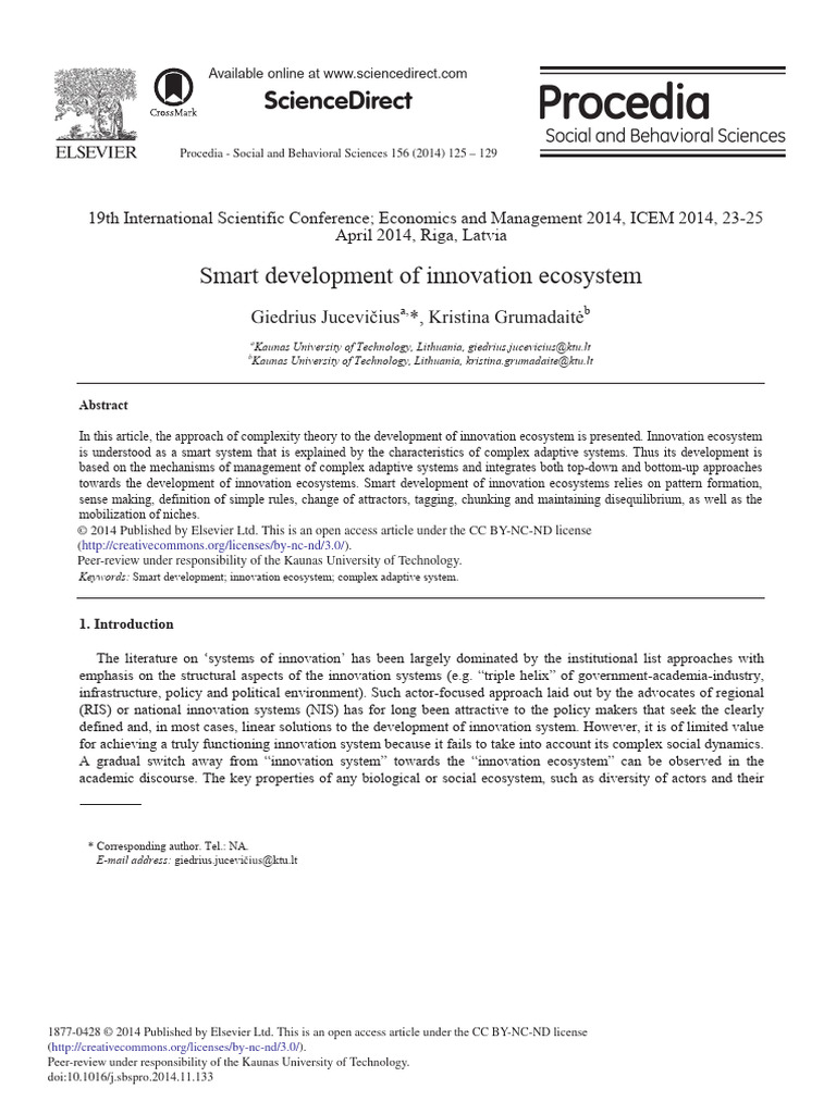 Smart Development of Innovation Ecosystems | PDF | System | Innovation